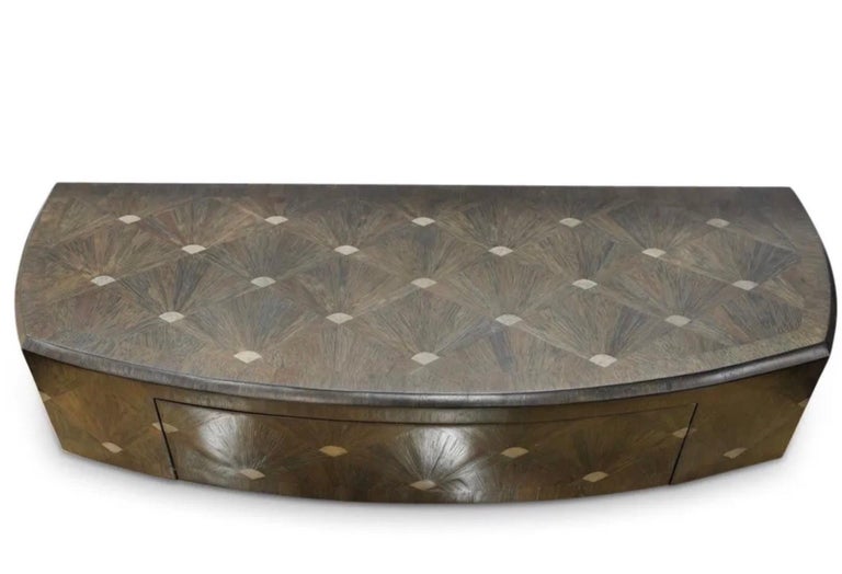 Ron Seff Raffia Marquetry Floating Console For Sale at 1stDibs