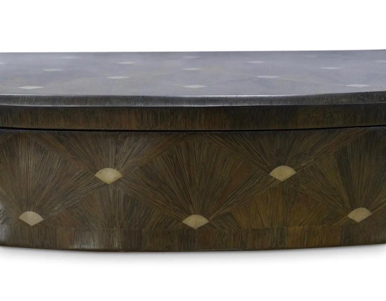 Ron Seff Raffia Marquetry Floating Console For Sale at 1stDibs
