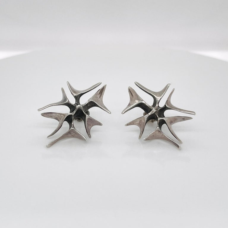 Ronald Hayes Pearson Sterling Silver American Modernist Earrings at 1stDibs