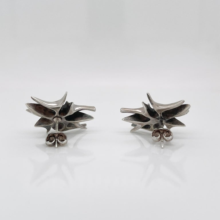 Ronald Hayes Pearson Sterling Silver American Modernist Earrings at 1stDibs