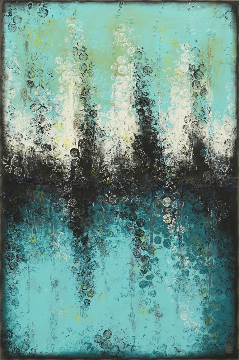 Ronald Hunter - Boiling Bubbles Turquoise, Painting, Acrylic on Canvas ...