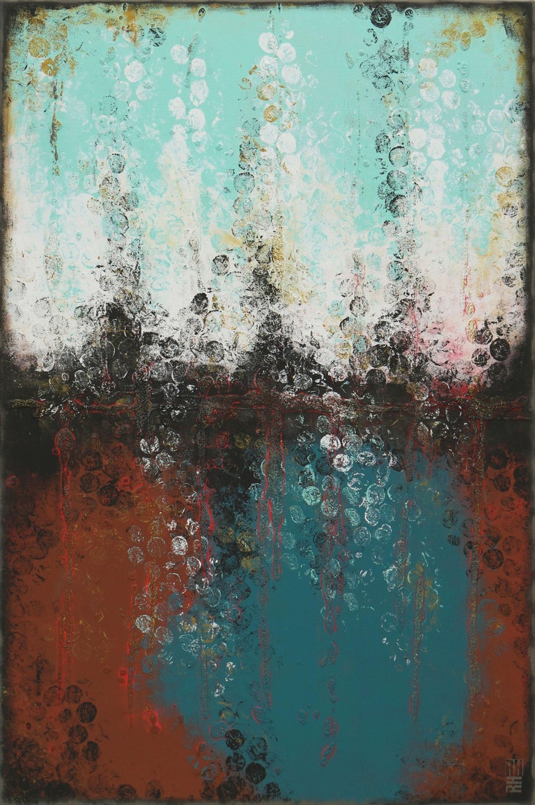 Ronald Hunter - Boiling Bubbles Warm Red, Painting, Acrylic on Canvas ...