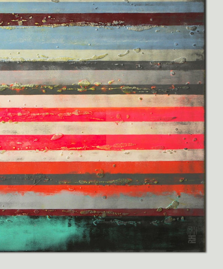 Ronald Hunter - XL Neon Pop Art Lines, Painting, Acrylic on Canvas For ...