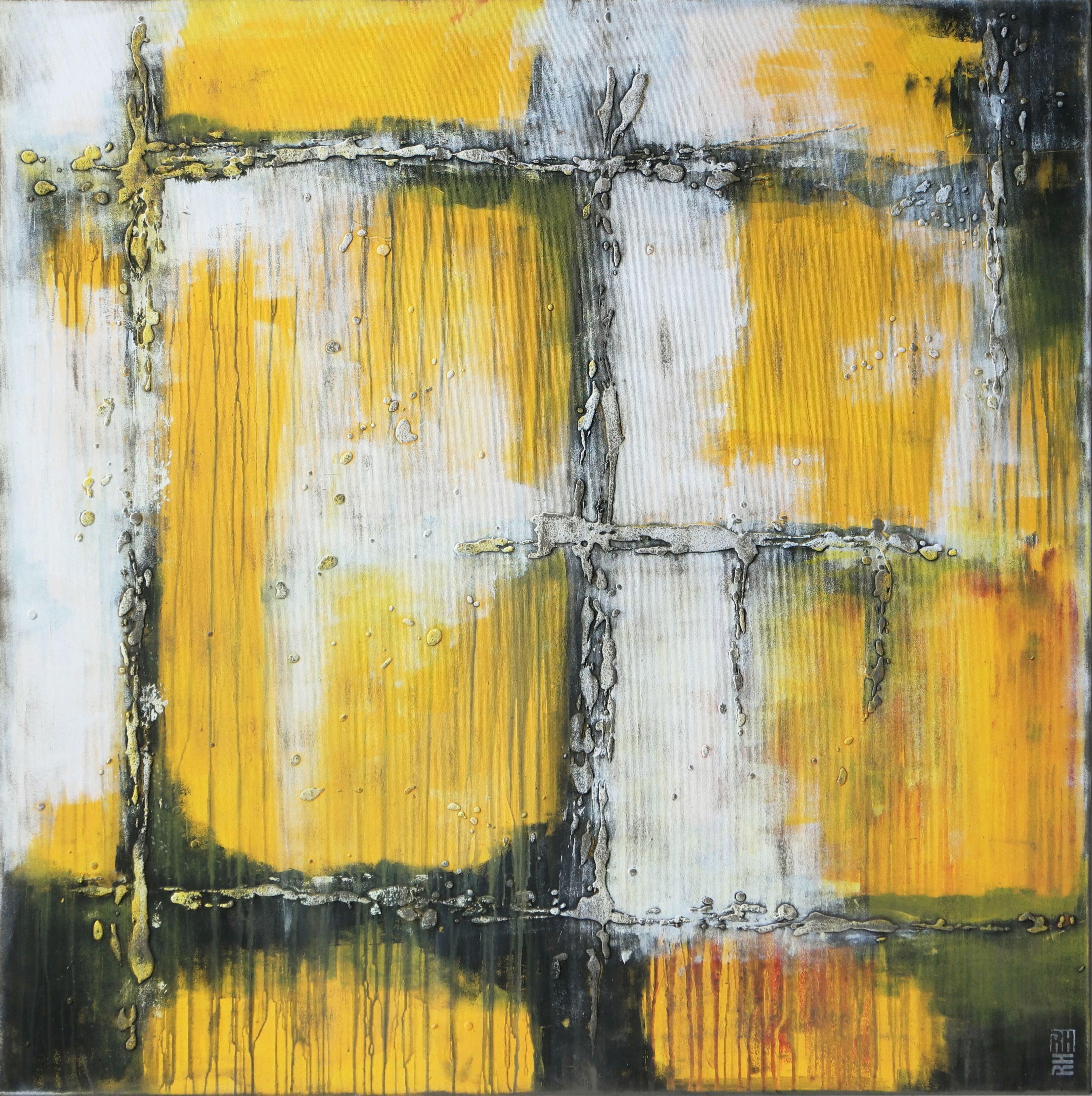 Ronald Hunter - Yellow Textured XL, Painting, Acrylic on Canvas For ...