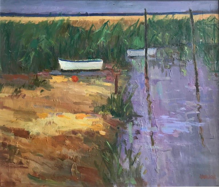 Ronald Ronaldson - Ronald Ronaldson, Boats in the reeds, impressionist ...