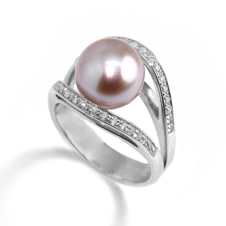 Contemporary Pink Pearl and Diamond Ring For Sale at 1stDibs | pink ...
