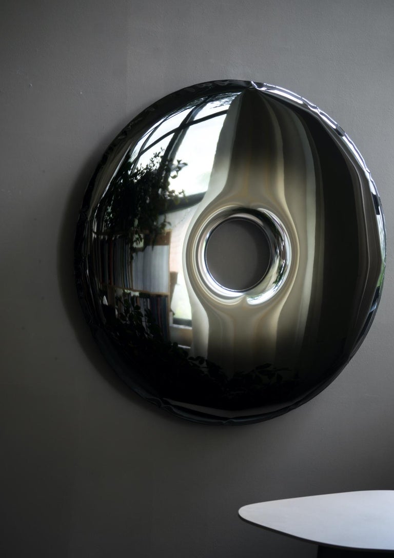 Rondo 150 Polished Dark Matter Color Stainless Steel Wall Mirror by ...