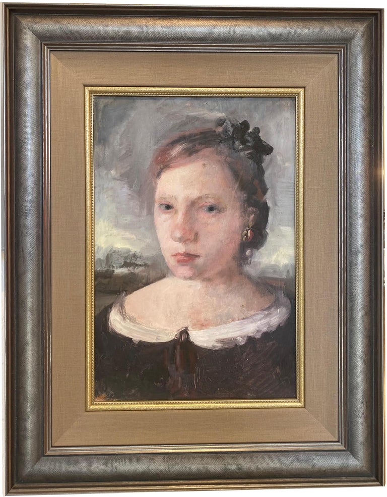 Roni Taharlev - ‘Young Woman With A Ribbon’ Portrait Female Model Oil ...
