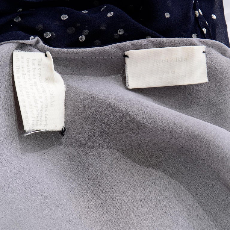 Ronit Zilkha Spring 2001 Navy Blue Shimmer Dot Asymmetrical Slip Dress ...