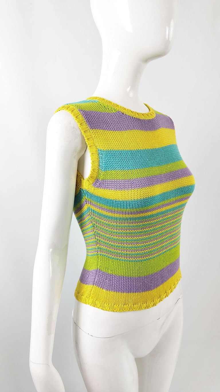Ronit Zilkha Vintage y2k Yellow, Green and Purple Silk Knit Jumper ...