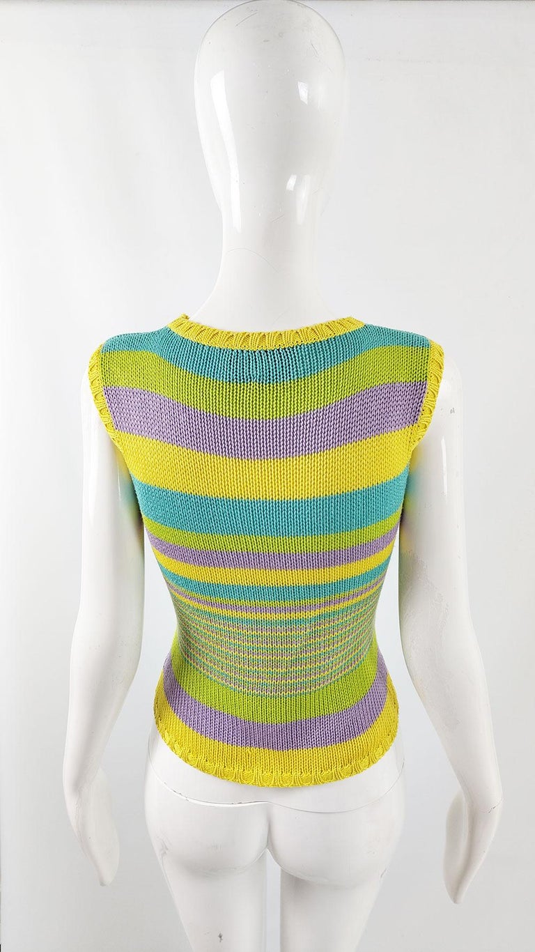 Ronit Zilkha Vintage y2k Yellow, Green and Purple Silk Knit Jumper ...