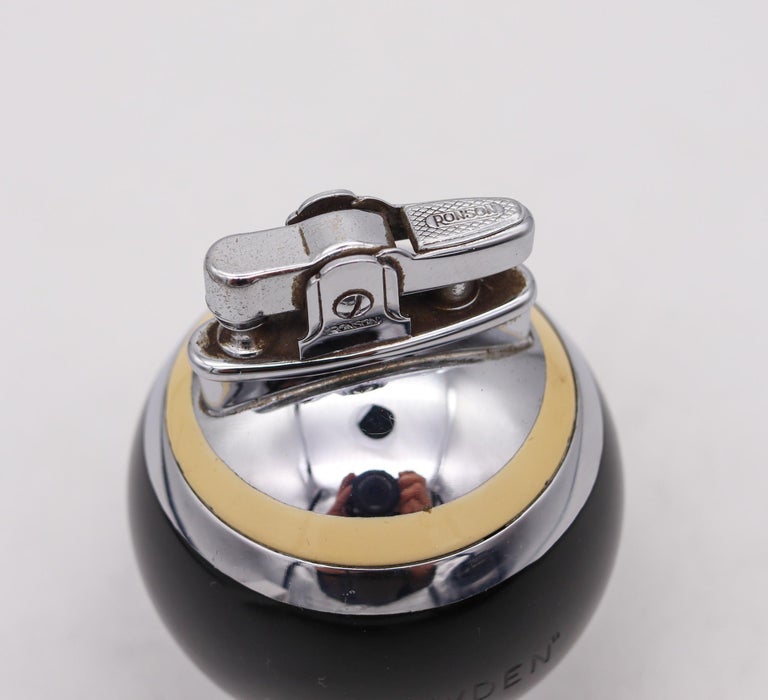 Ronson England 1929 Art Deco Black and Creme Lacquer Rondelight Table ...