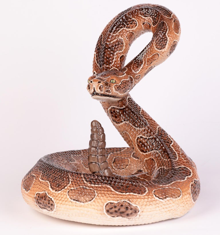 Ronzan Italian Mid-Century Large Ceramic Pottery Rattle Snake For Sale ...