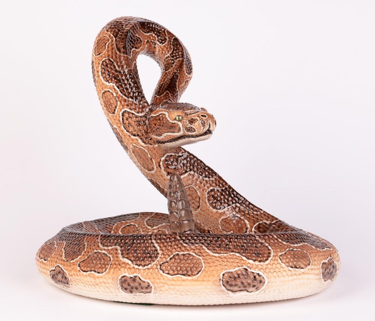 Ronzan Italian Mid-Century Large Ceramic Pottery Rattle Snake For Sale ...