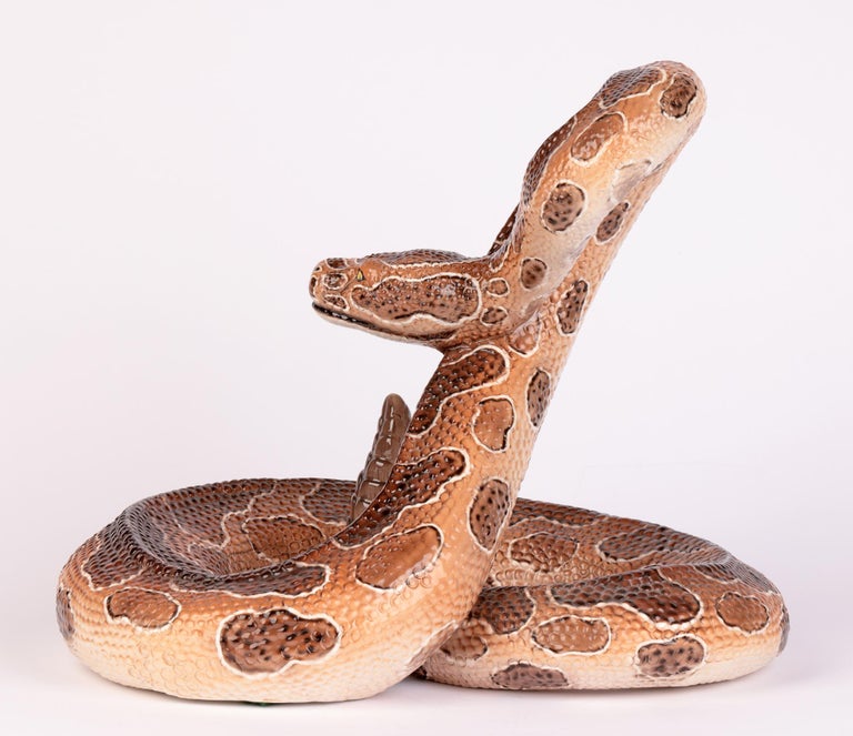 Ronzan Italian Mid-Century Large Ceramic Pottery Rattle Snake For Sale ...