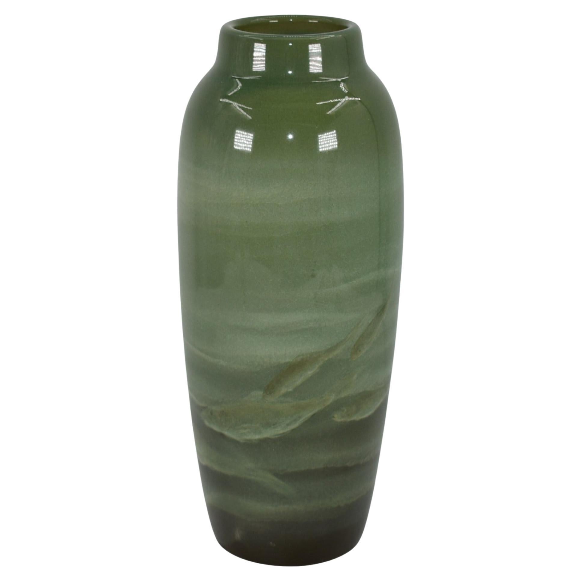 Rookwood 1902 Vintage Art Pottery Fish Sea Green Vase Shape 907E Hurley ...