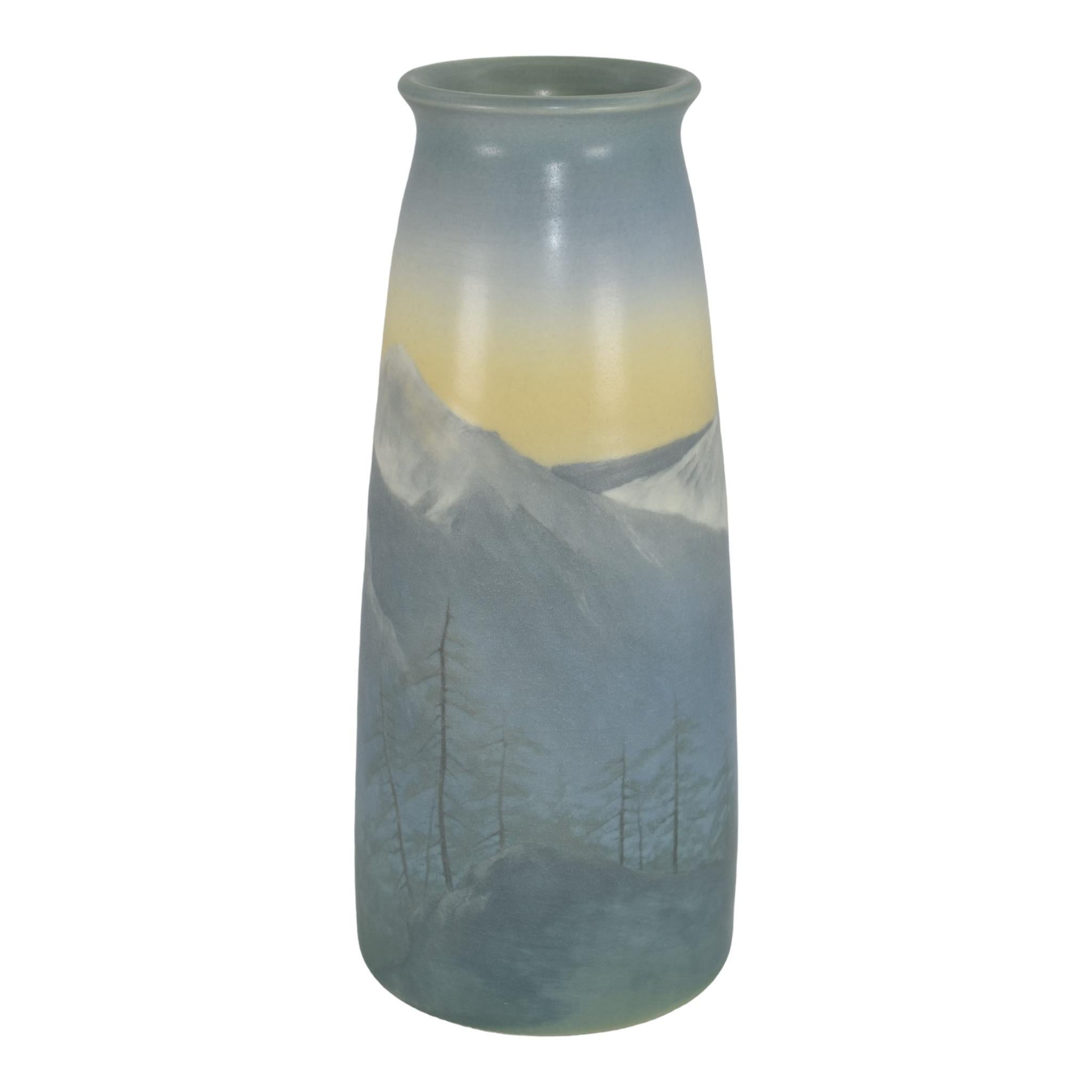 Rookwood 1910 Art Pottery Blue Scenic Vellum Mountain Vase 1660b ...