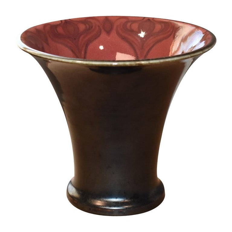 Rookwood 1924 Art Pottery Nubian Black French Red Flared Rim Vase 2264e ...