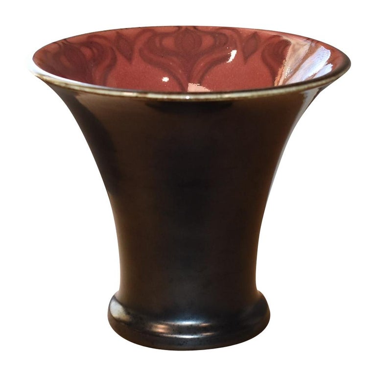 Rookwood 1924 Art Pottery Nubian Black French Red Flared Rim Vase 2264e ...