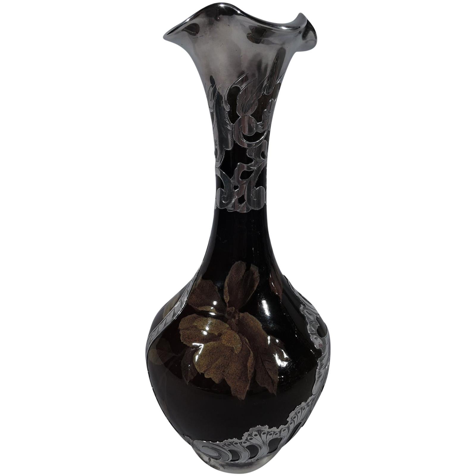 Rookwood Pottery Art Nouveau Craftsman Vase with Silver Overlay For ...