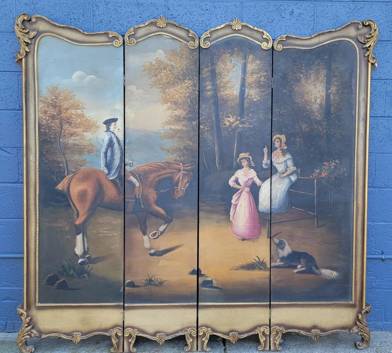 Room Divider Hand Painted 4 Panel Screen at 1stDibs | hand painted room ...