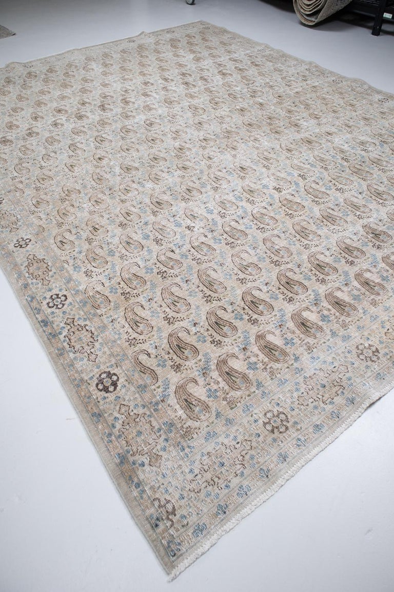 Room Size Neutral Vintage Persian Boteh Rug For Sale at 1stDibs