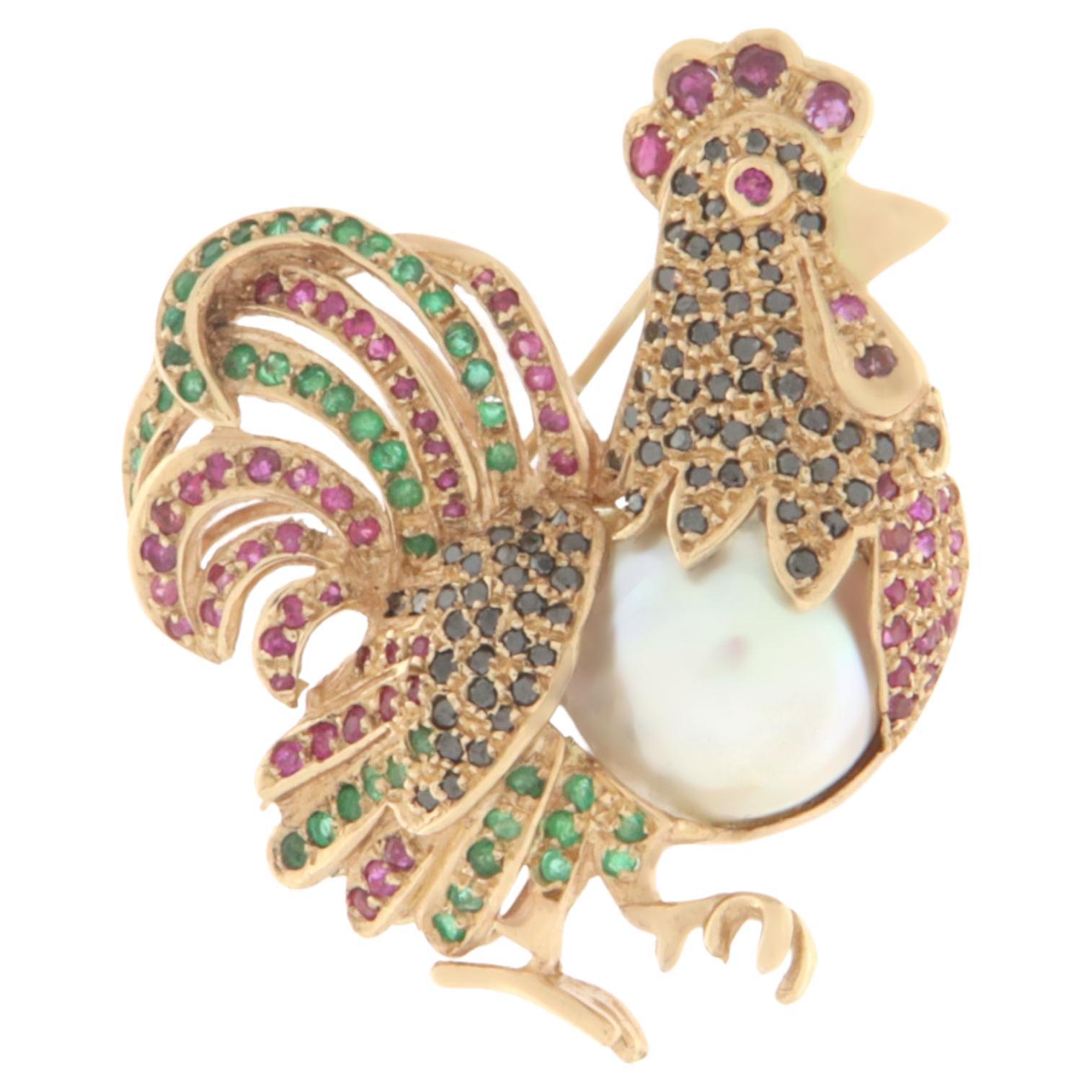 Gold Rooster Brooch at 1stDibs