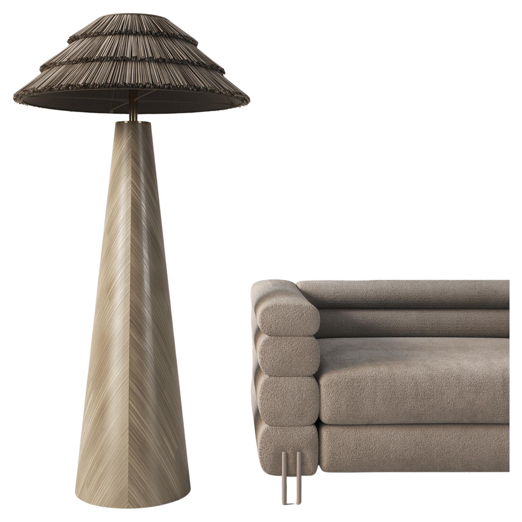 “Roots of Home” Lighting Collection Floor Lamp Straw Marquetry Inlay ...