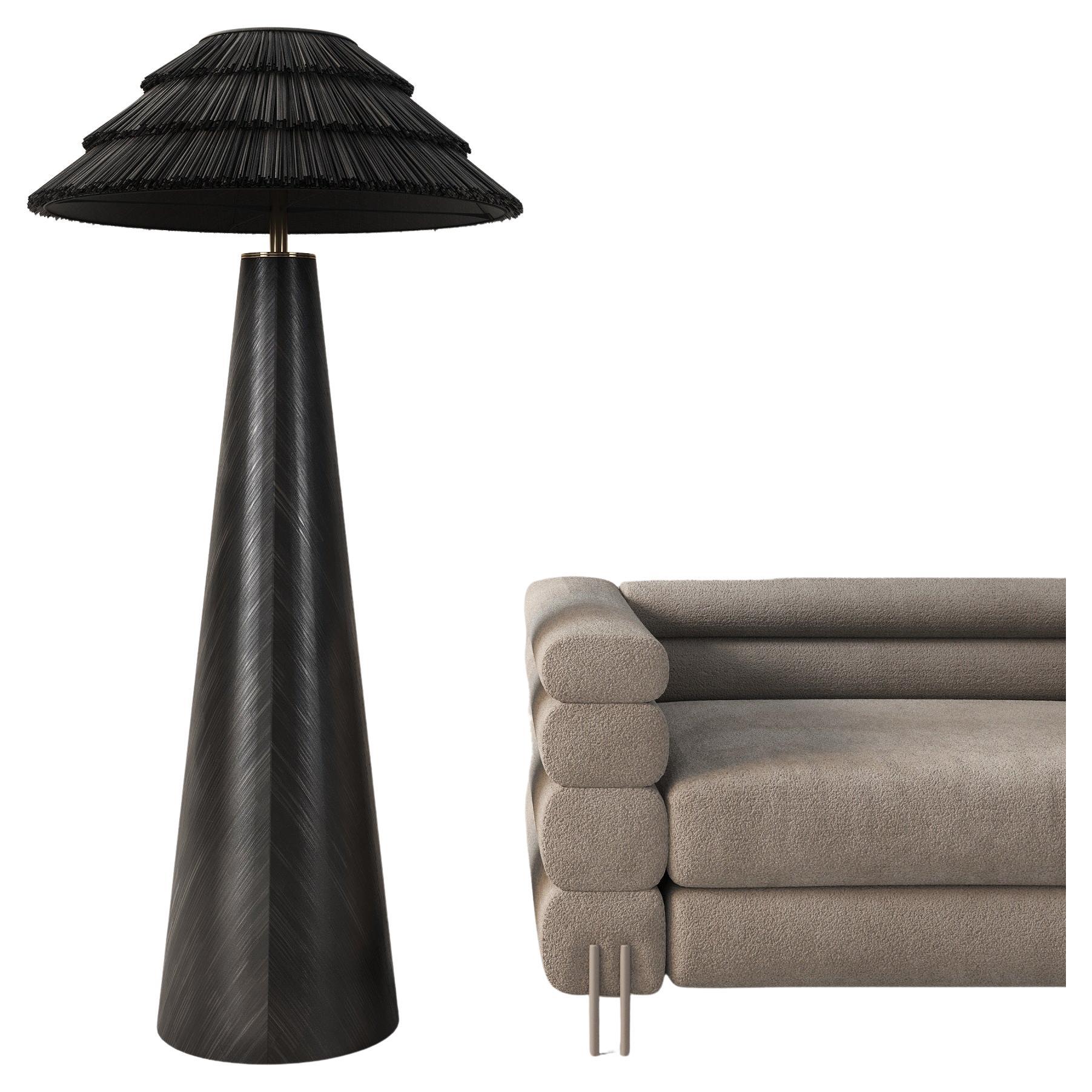 “Roots of Home” Lighting Collection Floor Lamp Straw Marquetry Inlay ...