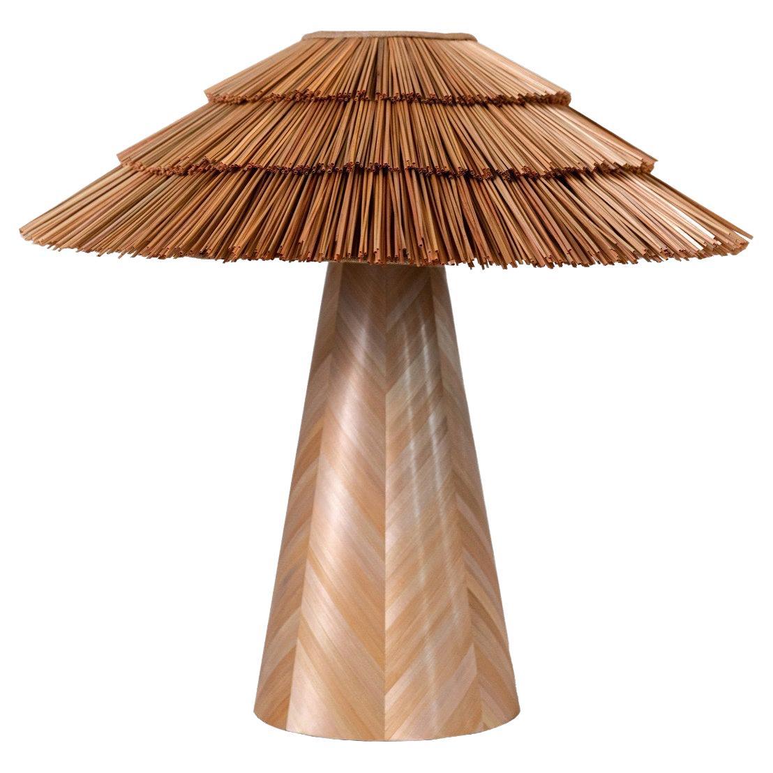Table Lamp “ROOTS OF HOME” Medium Straw Marquetry Inla Beige ...