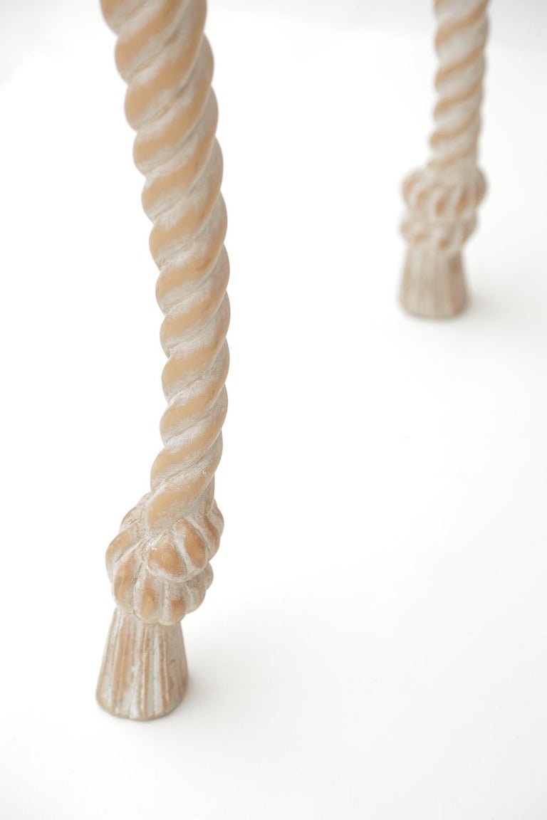 "Rope and Tassel" Carved Console with Aged Mirrored Top For Sale at 1stDibs