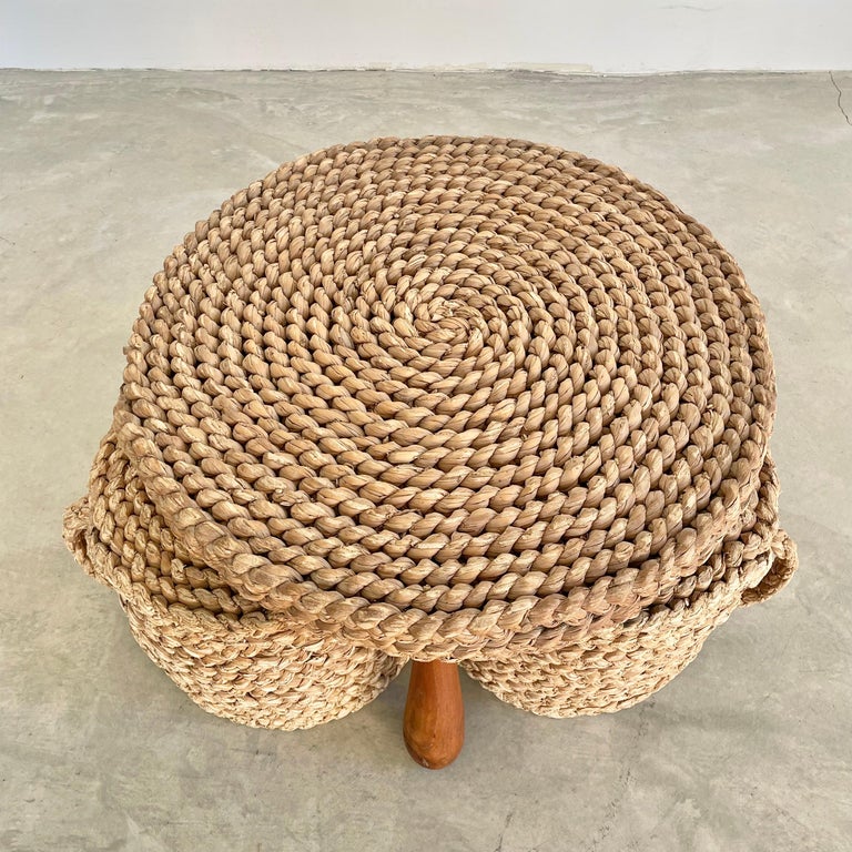 Rope and Wood Table with Two Nesting Stools, 1960s France For Sale at ...