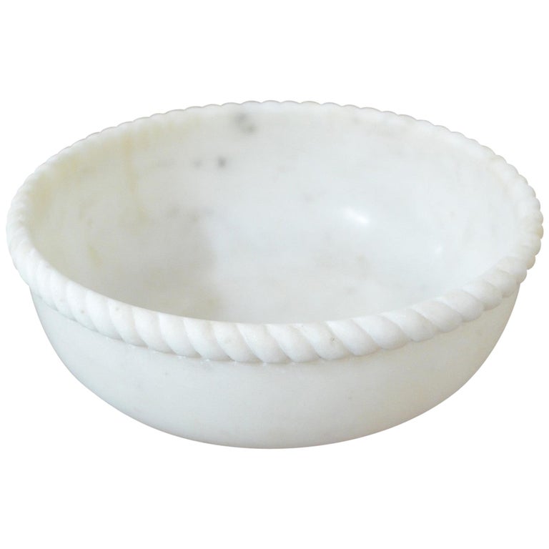 Rope Bowl in White Marble Handcrafted in India by Stephanie Odegard For ...