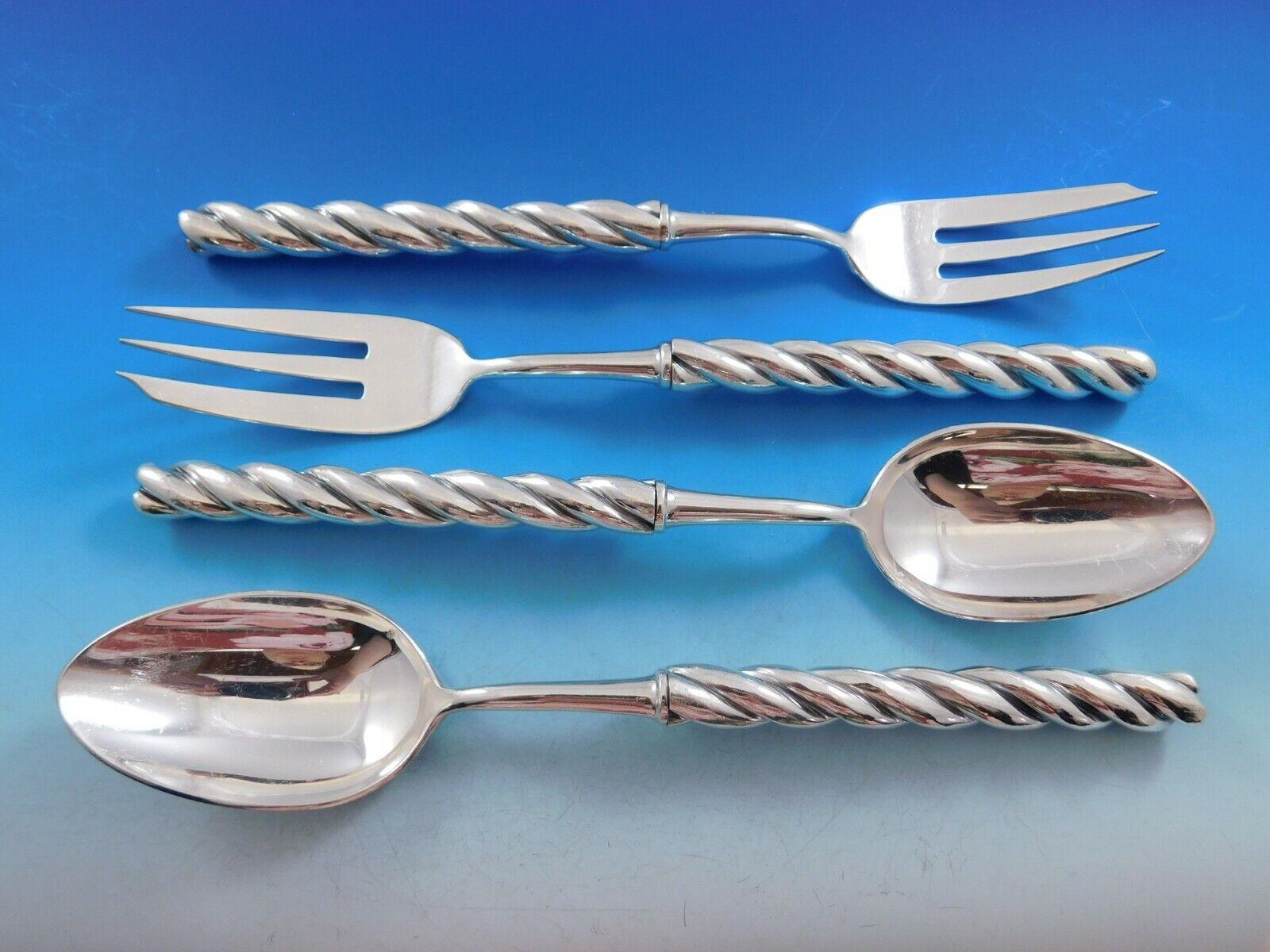 Rope French Silverplate Flatware Silverware Service for 12 Set 89 ...