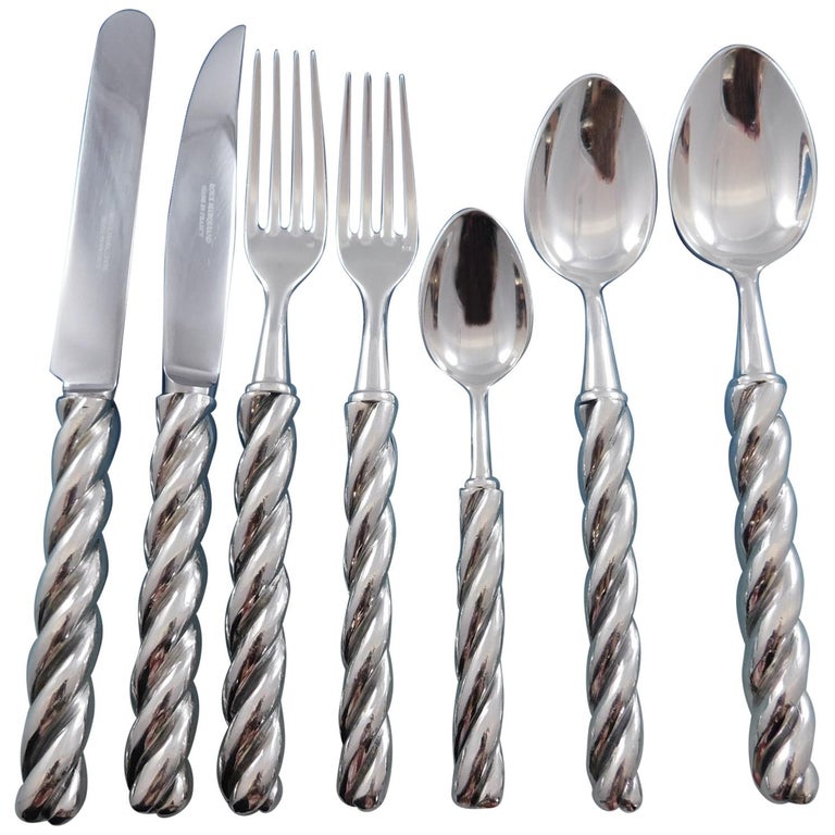 Rope French Silverplate Flatware Silverware Service for 18 Set 131 ...