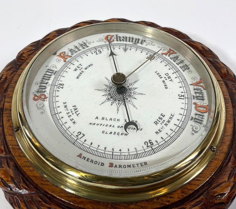 Rope Twist Carved Oak Nautical Barometer For Sale at 1stDibs