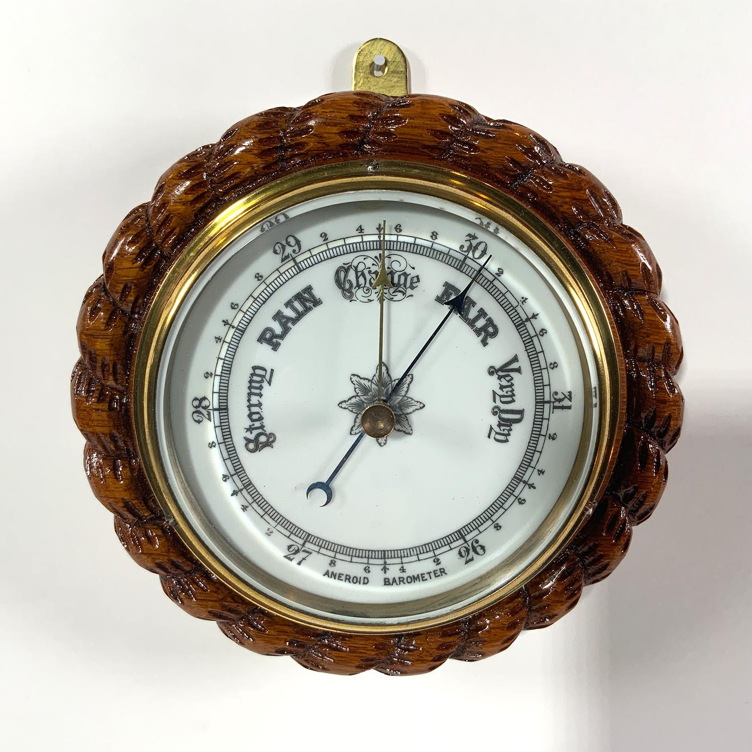 Rope Twist Oak Case Nautical Barometer For Sale at 1stDibs