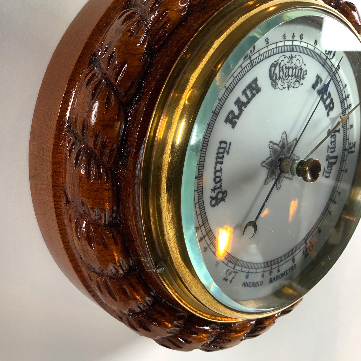 Rope Twist Oak Case Nautical Barometer For Sale at 1stDibs