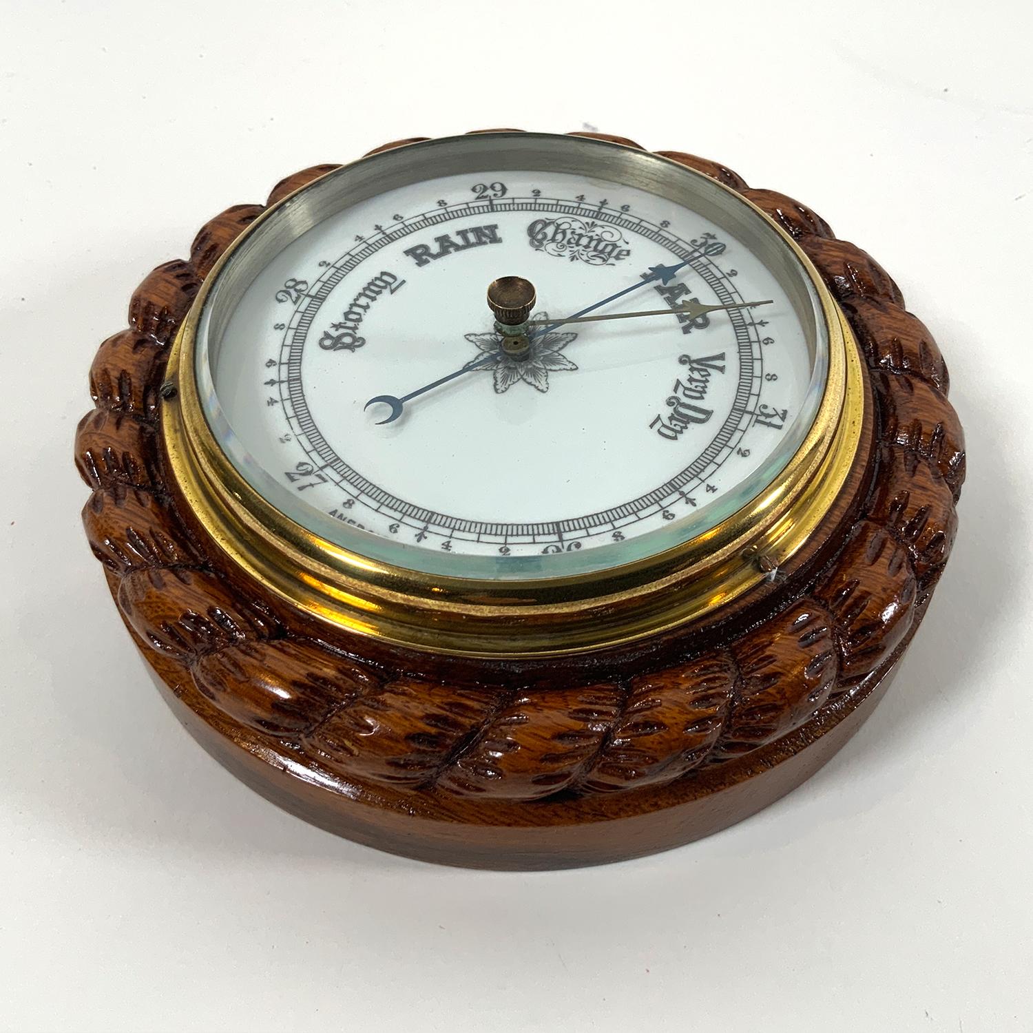 Rope Twist Oak Case Nautical Barometer For Sale at 1stDibs