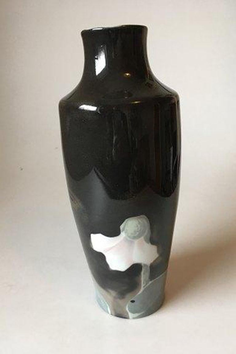 Rorstrand Per Algot Eriksson, Black Vase with Flower Decoration For ...