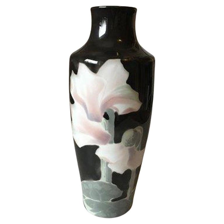 Rorstrand Per Algot Eriksson, Black Vase with Flower Decoration For ...