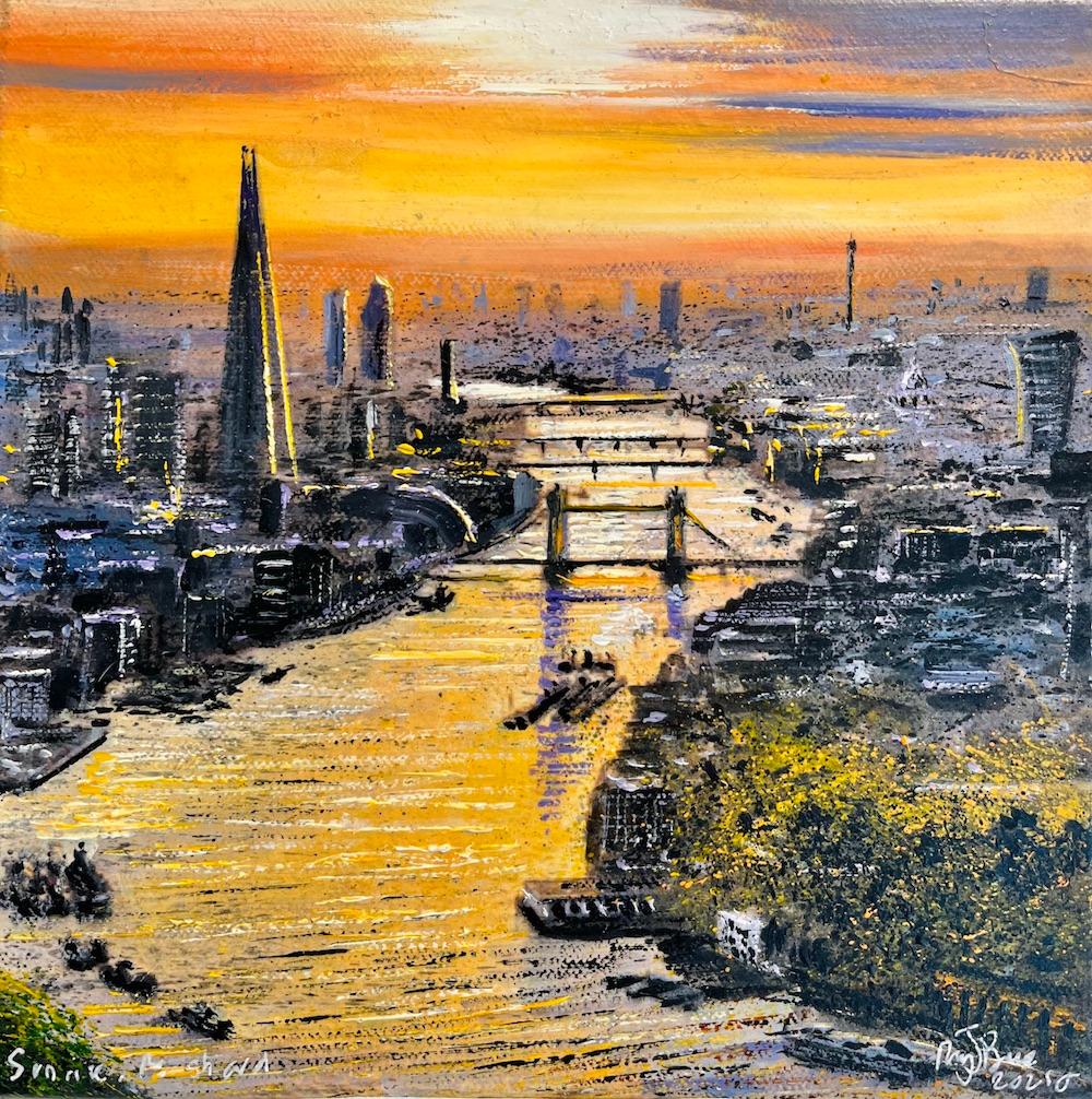 Rory J. Browne - Red Sky, St Pauls - cityscape night impressionist ...