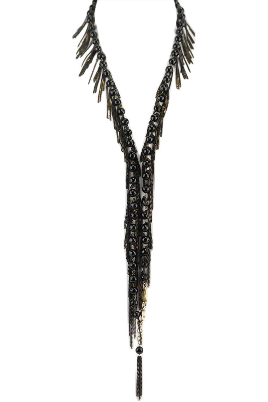 Saint Laurent Twisted Crystal Embellished Velvet Necklace For Sale at ...