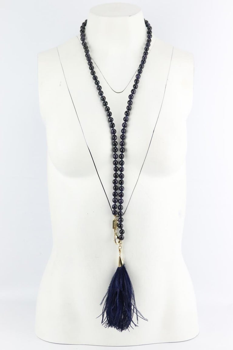 Rosantica Feather Tasseled Bead Necklace For Sale at 1stDibs