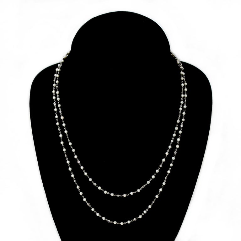 Rosaria Varra Seed Pearl and Diamond Opera Necklace in Platinum For ...