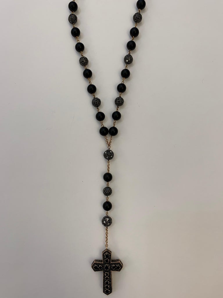Rosary Necklace in Black and White Diamond in Gold with Onyx at 1stDibs ...