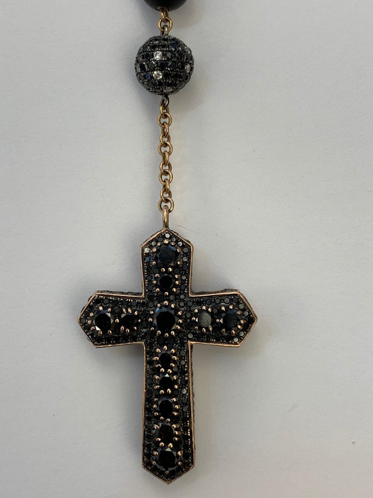 Rosary Necklace in Black and White Diamond in Gold with Onyx at 1stDibs ...