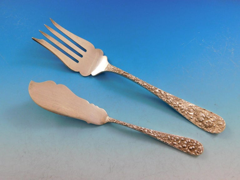 Rose by Stieff Sterling Silver Flatware Set for 12 Service 97 Pc ...