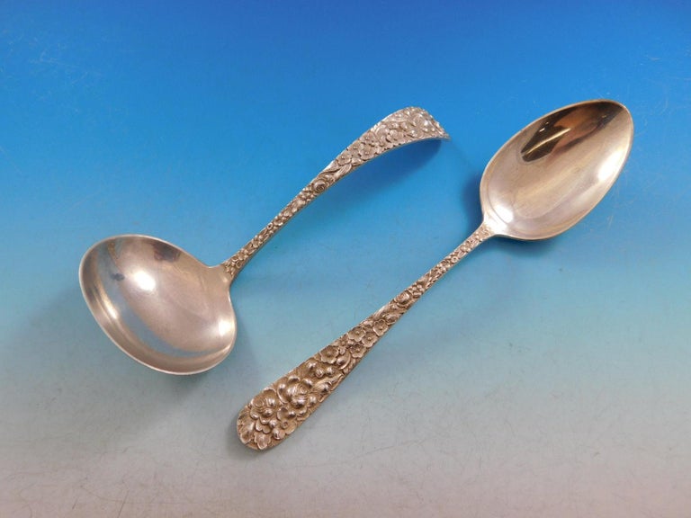 Rose by Stieff Sterling Silver Flatware Set for 12 Service 97 Pc ...