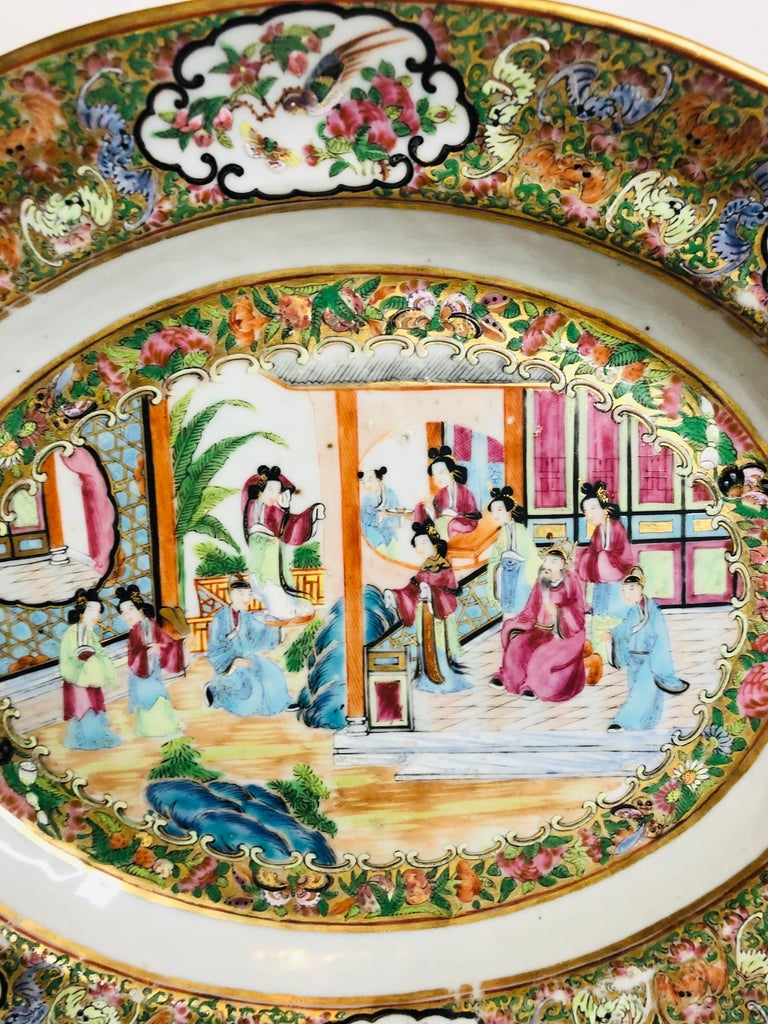 Rose Canton Chinese Export Platter Painted with Gold and Enamel ...